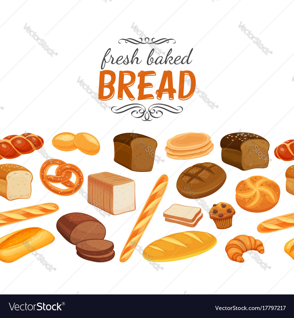 Seamless border with bread Royalty Free Vector Image