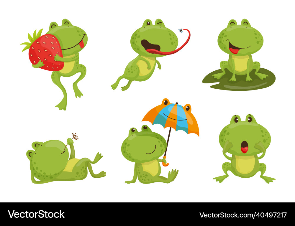 Set of with frog character Royalty Free Vector Image