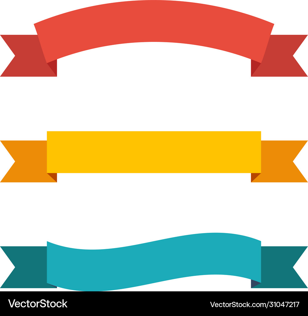 Set ribbon banner colored trendy flat design Vector Image