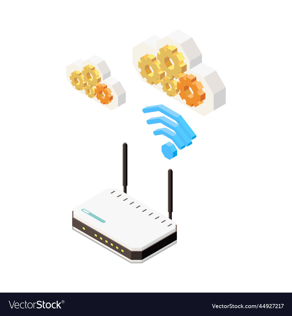 Wireless router clouds composition Royalty Free Vector Image