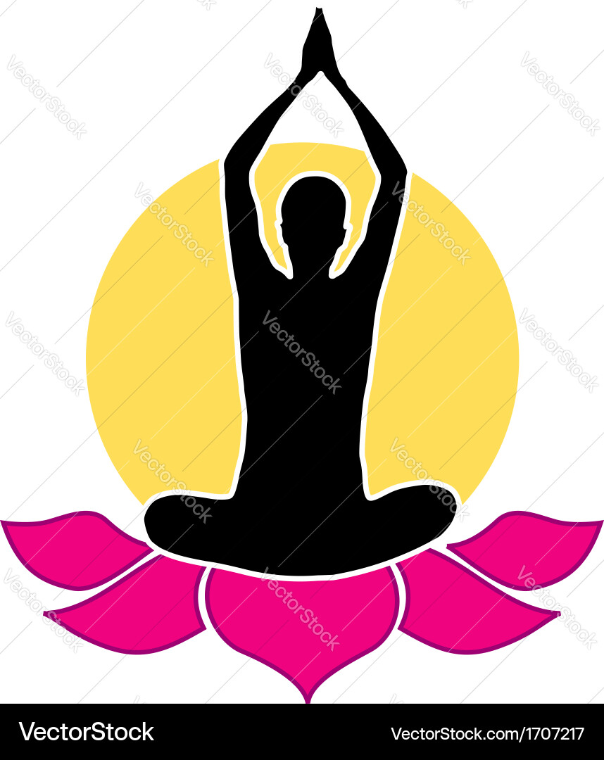 Yogi meditating on abstract lotus Royalty Free Vector Image