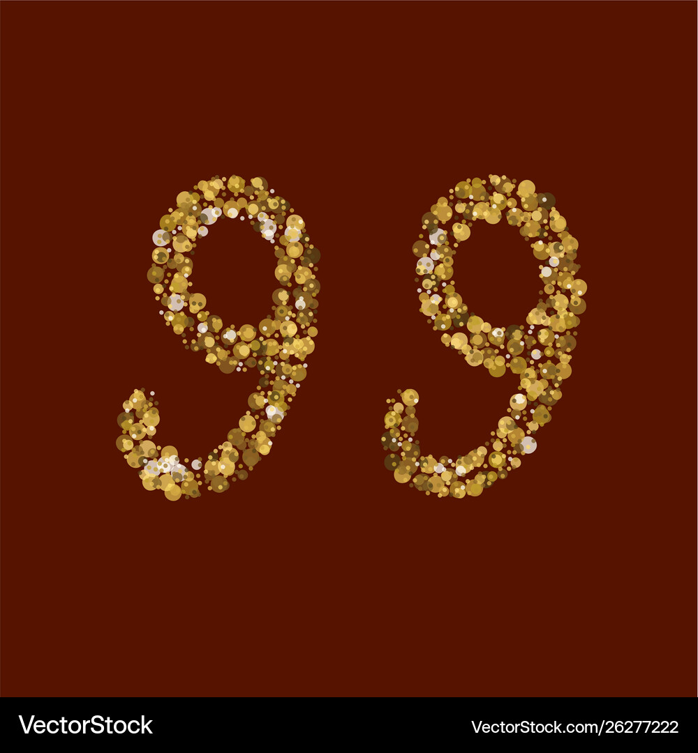 99 golden glitter number Royalty Free Vector Image