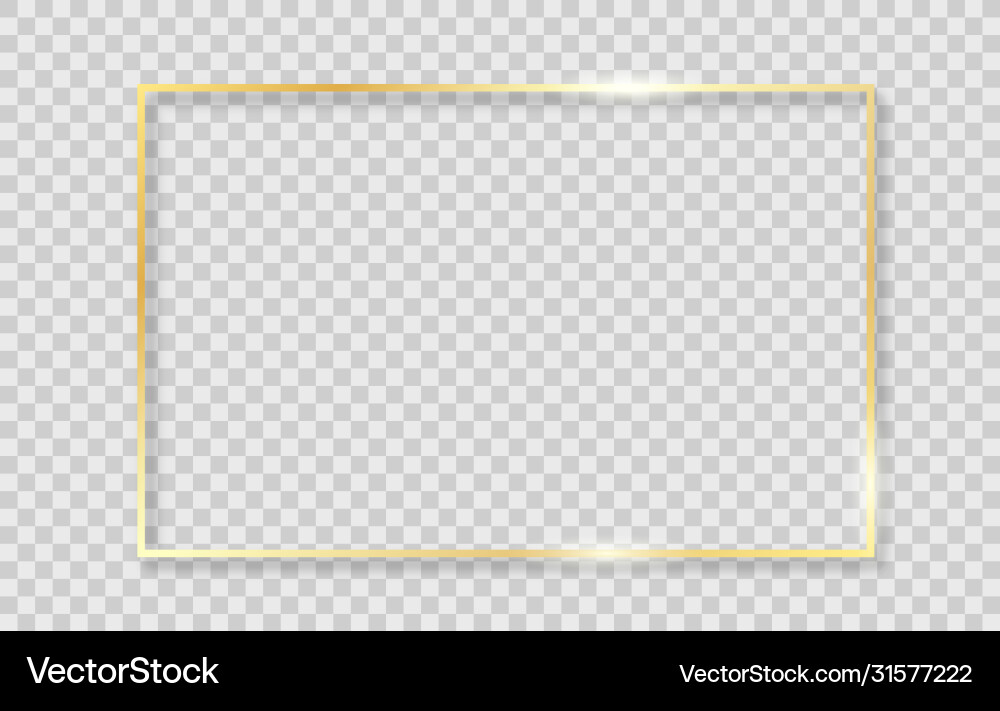 Gold shiny glowing frame Royalty Free Vector Image