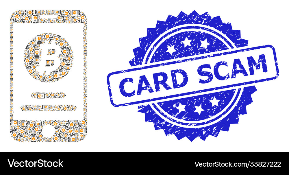 Grunge card scam seal stamp and recursive mobile Vector Image