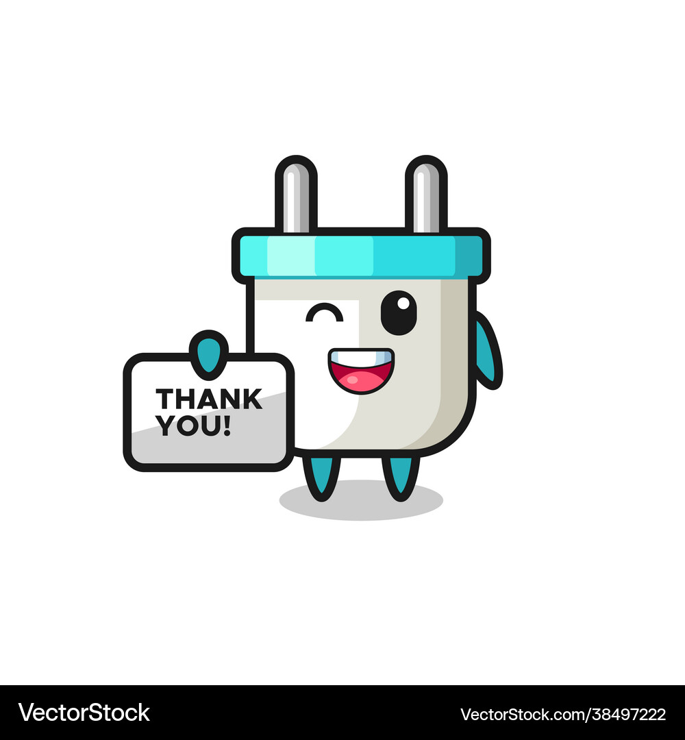 Mascot electric plug holding a banner Royalty Free Vector