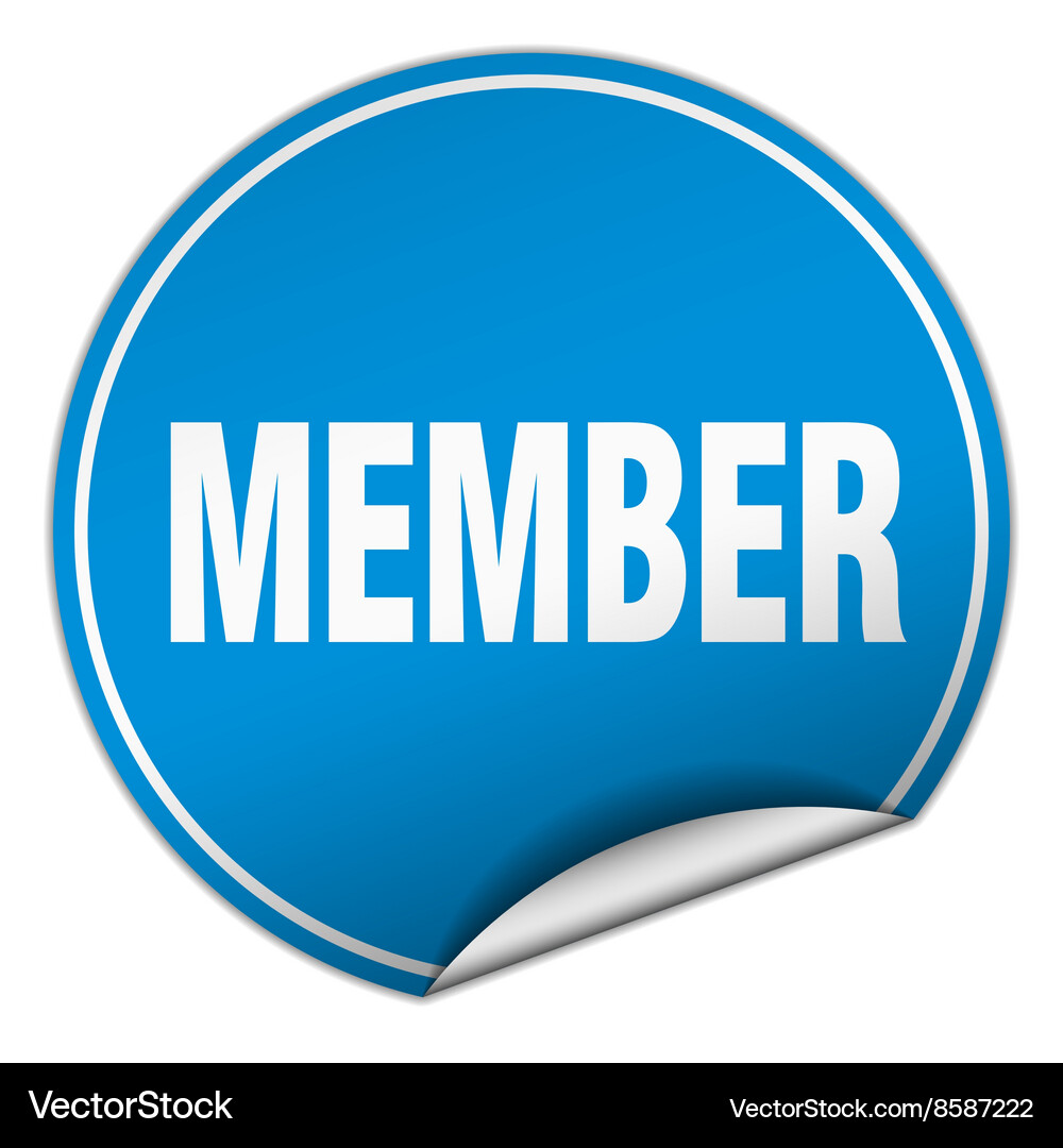 Member round blue sticker isolated on white Vector Image