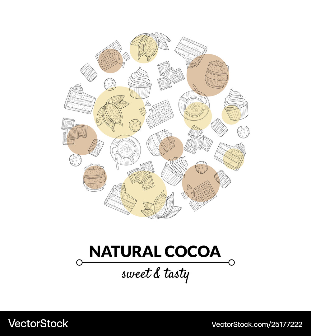 Natural cocoa banner template with chocolate Vector Image