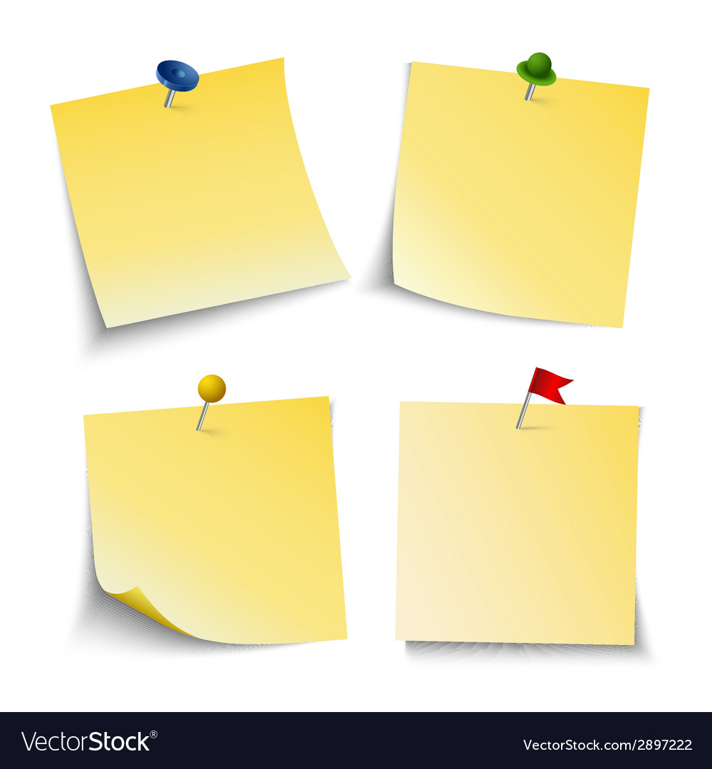 Note paper with push colored pins template Vector Image