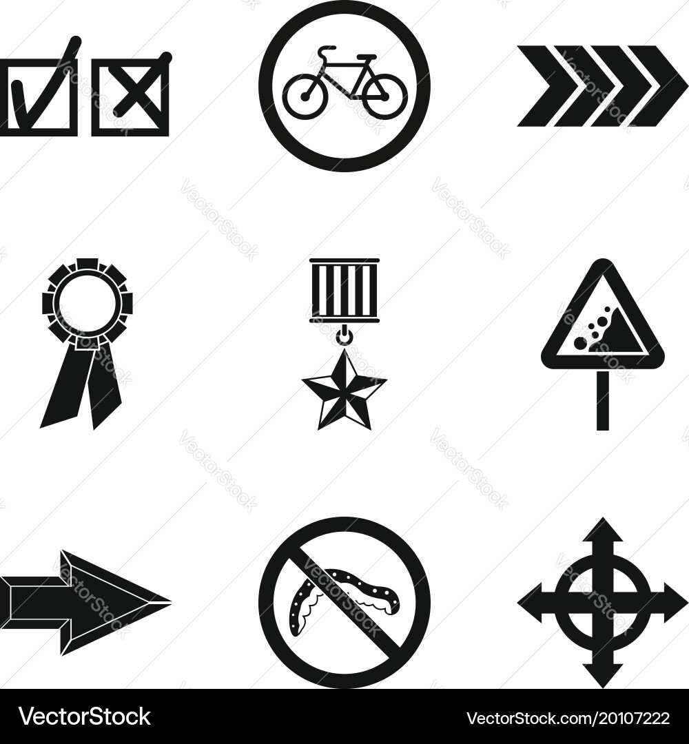 Signature icons set simple style Royalty Free Vector Image
