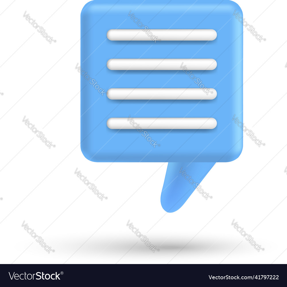 Speech bubble 3d box chat button message talk Vector Image