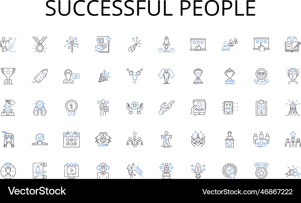 Successful people line icons collection proptech Vector Image
