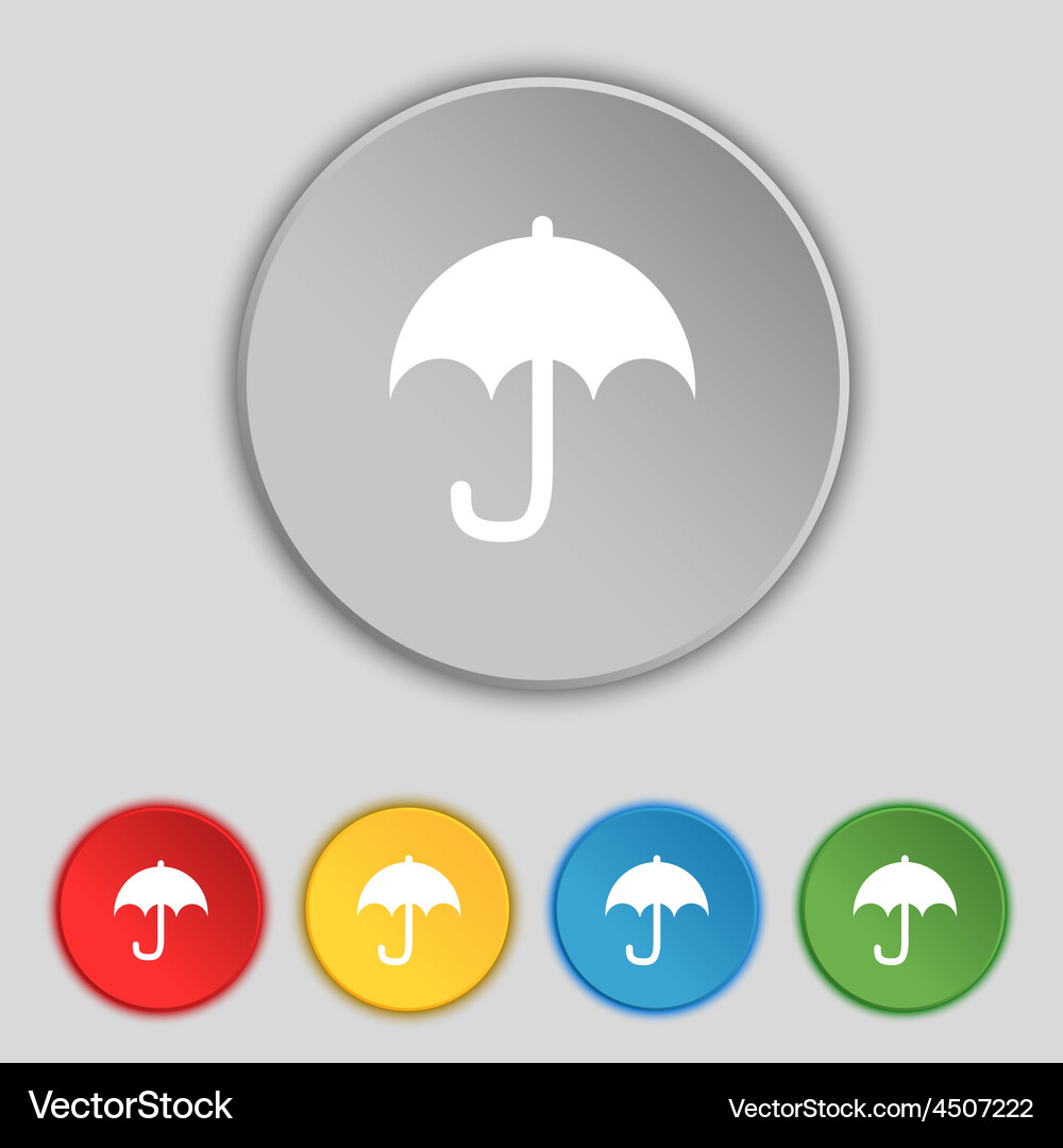 Umbrella icon sign symbol on five flat buttons Vector Image
