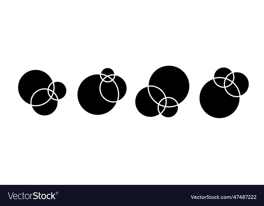 Venn diagram template infographic set black color Vector Image