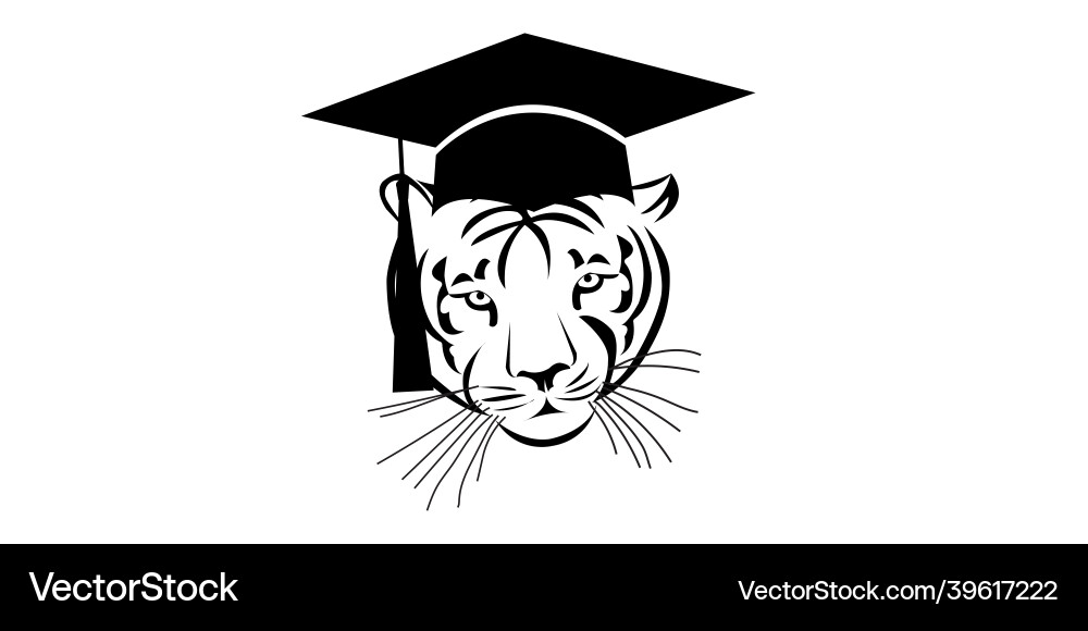 Water tiger black head in square graduation Vector Image