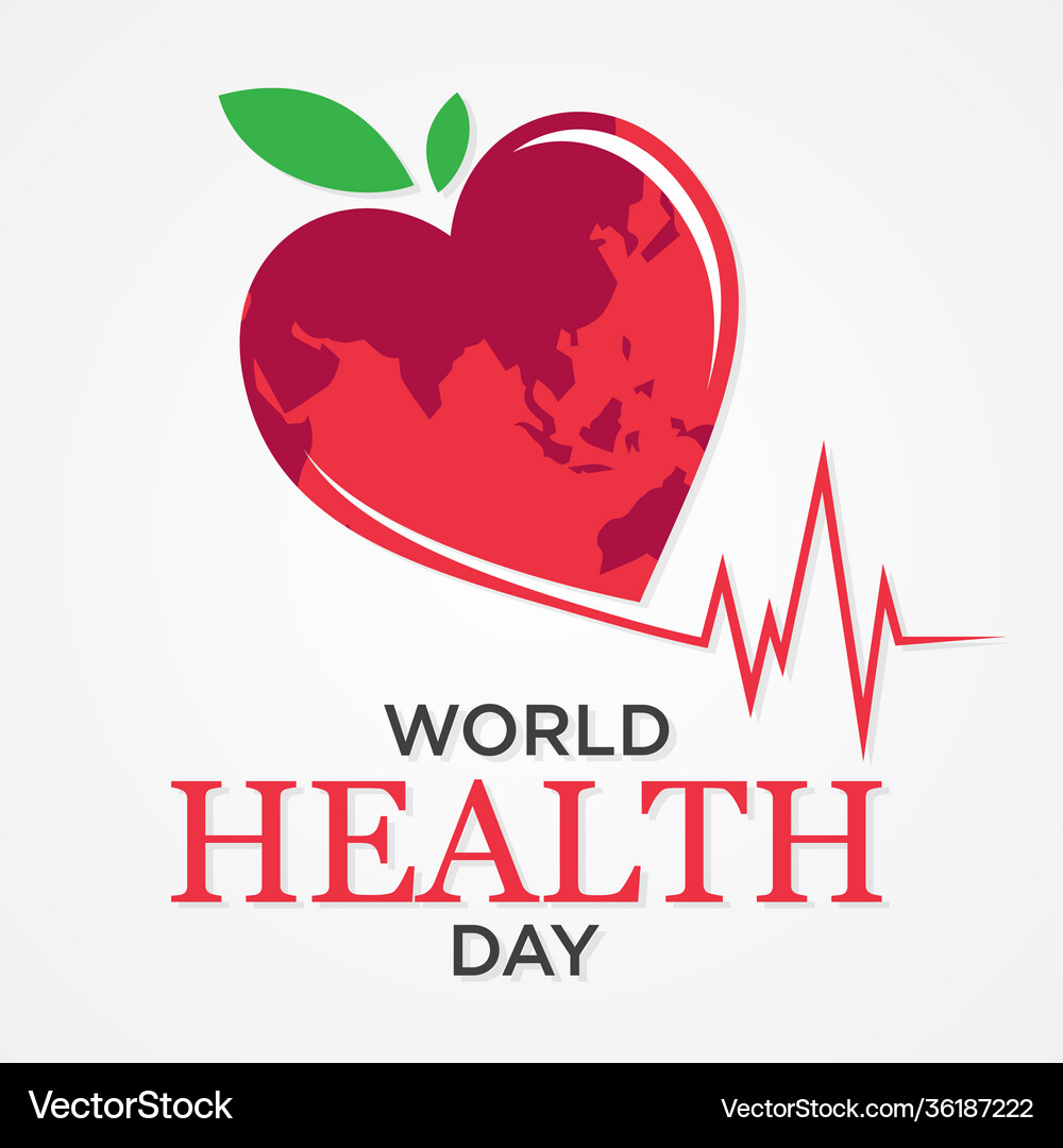 World health day with map Royalty Free Vector Image