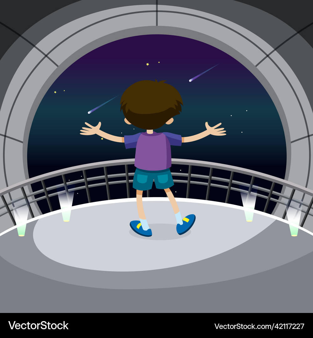 Astronomy theme with boy looking at stars Vector Image