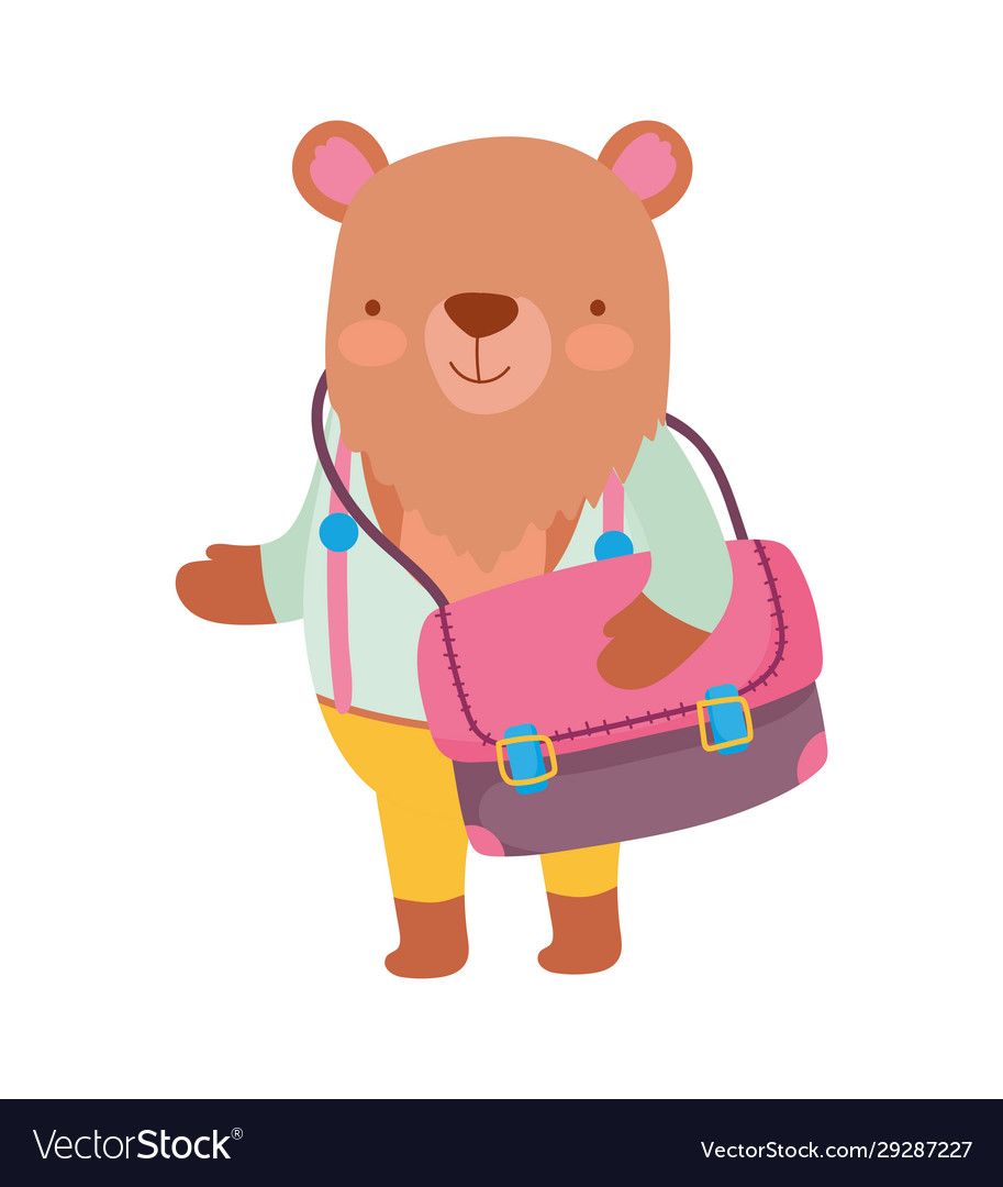 Back to school education cute bear with bag Vector Image