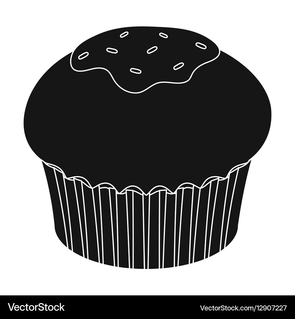 Chocolate cupcake icon in black style isolated Vector Image