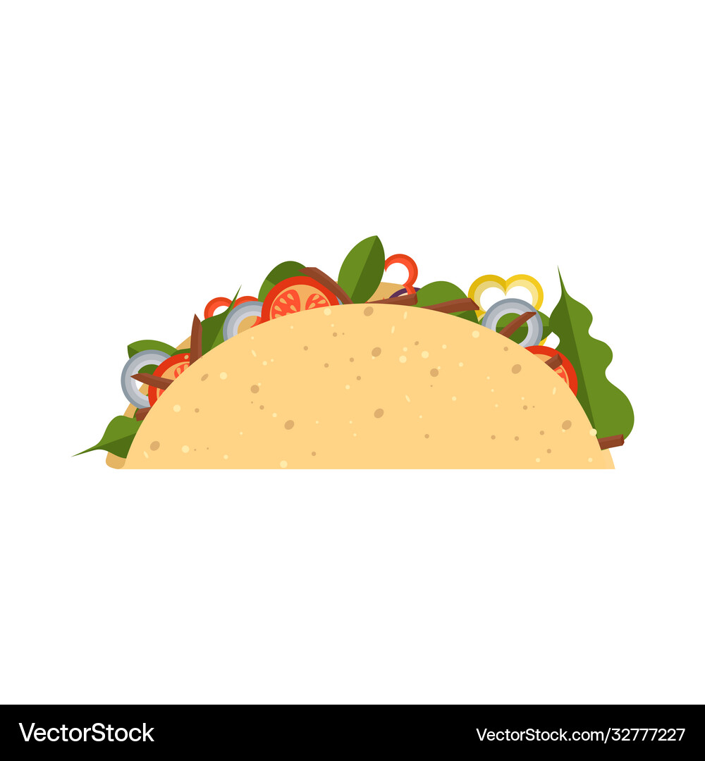 Flat style taco mexican food isolated Royalty Free Vector