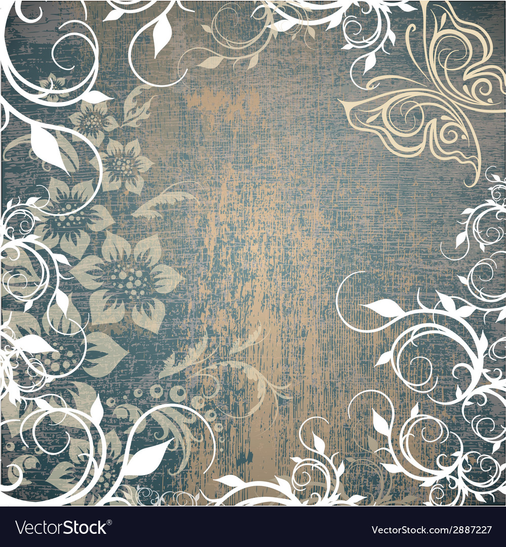 Grunge background with floral pattern Royalty Free Vector