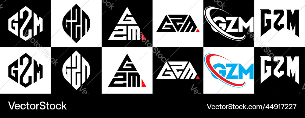 Gzm letter logo design in six style polygon Vector Image