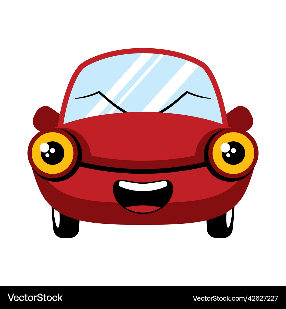 Happy car red cartoon icon Royalty Free Vector Image