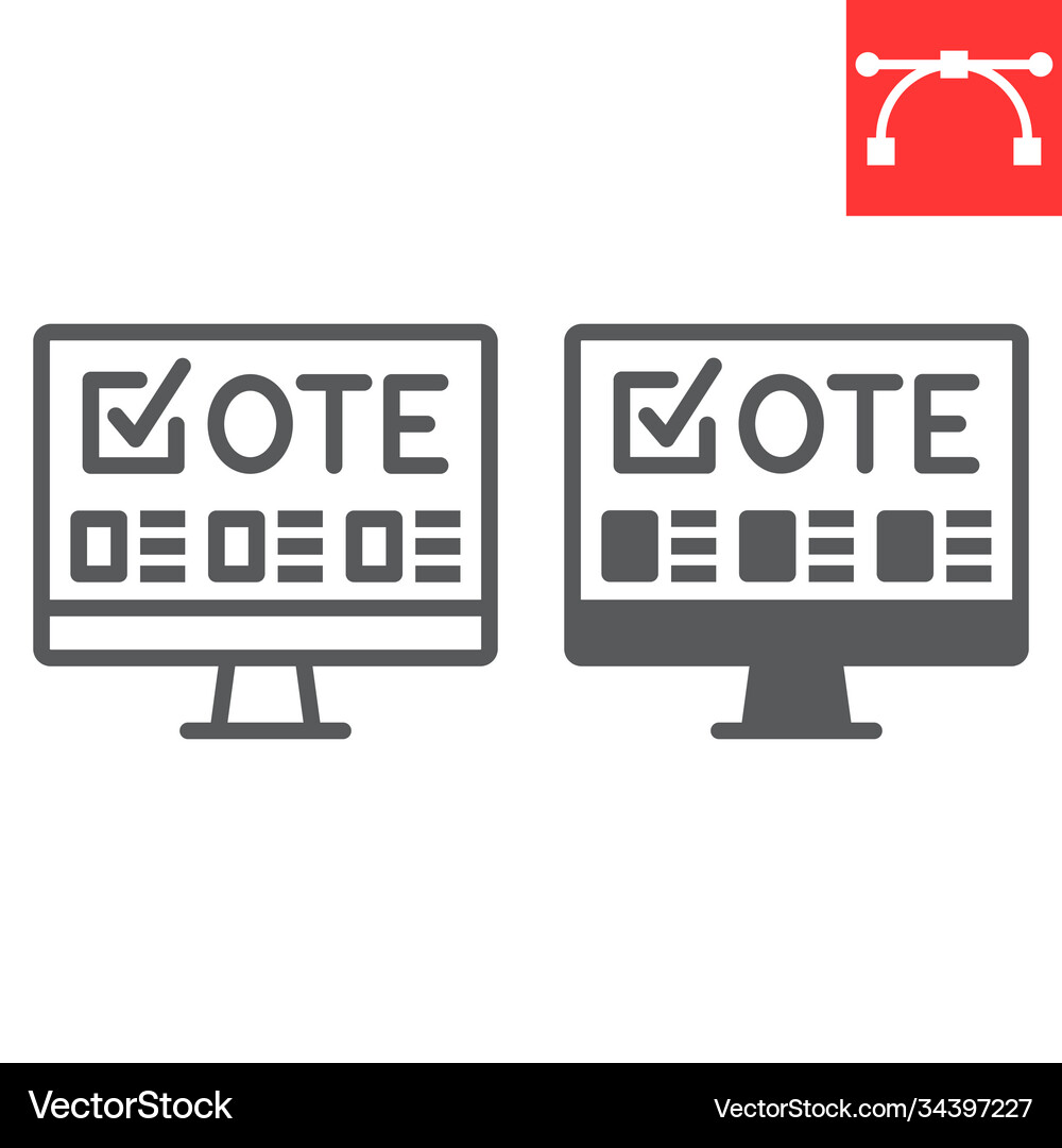 Online voting line and glyph icon election Vector Image