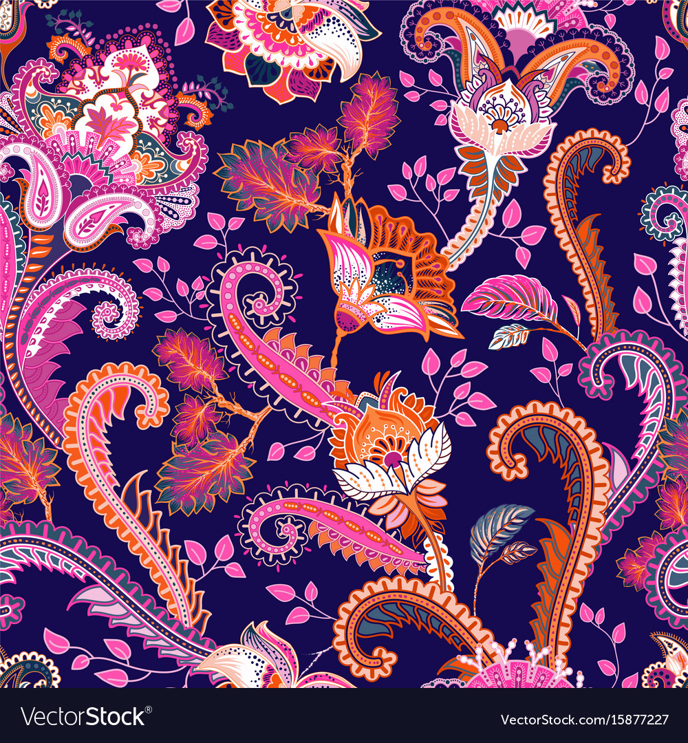 Paisley Floral Seamless Pattern Indian Ornament Vector Image