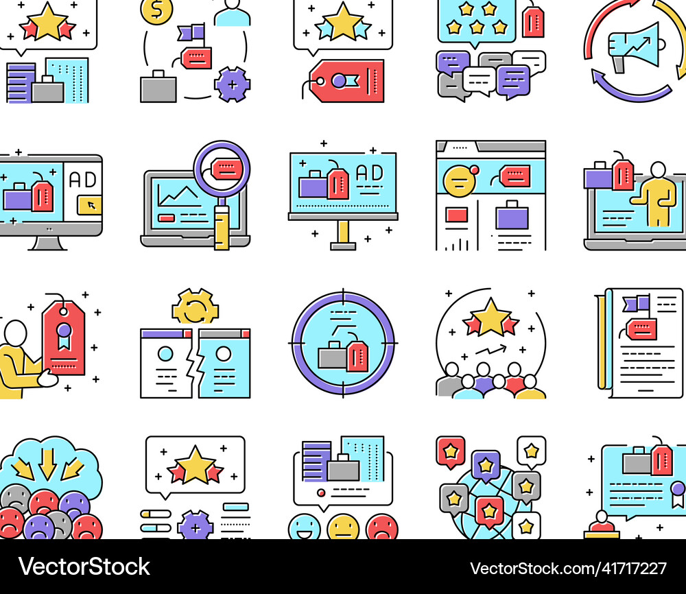 Reputation management collection icons set Vector Image