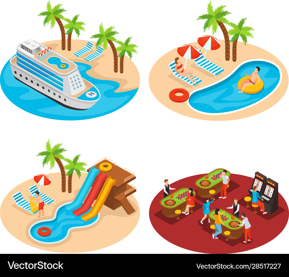 Sea cruise isometric 2x2 design concept Royalty Free Vector