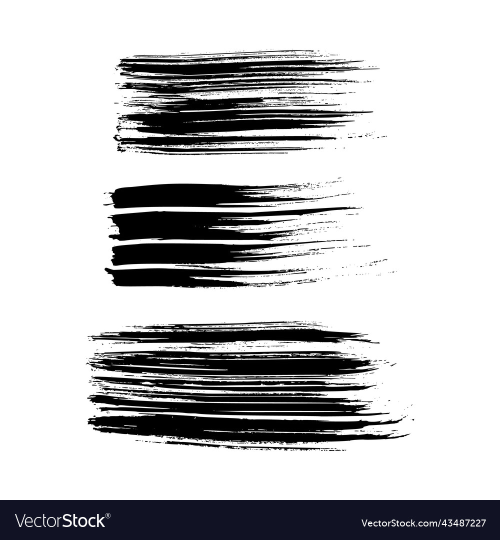 Set of black hand drawn brush strokes Royalty Free Vector