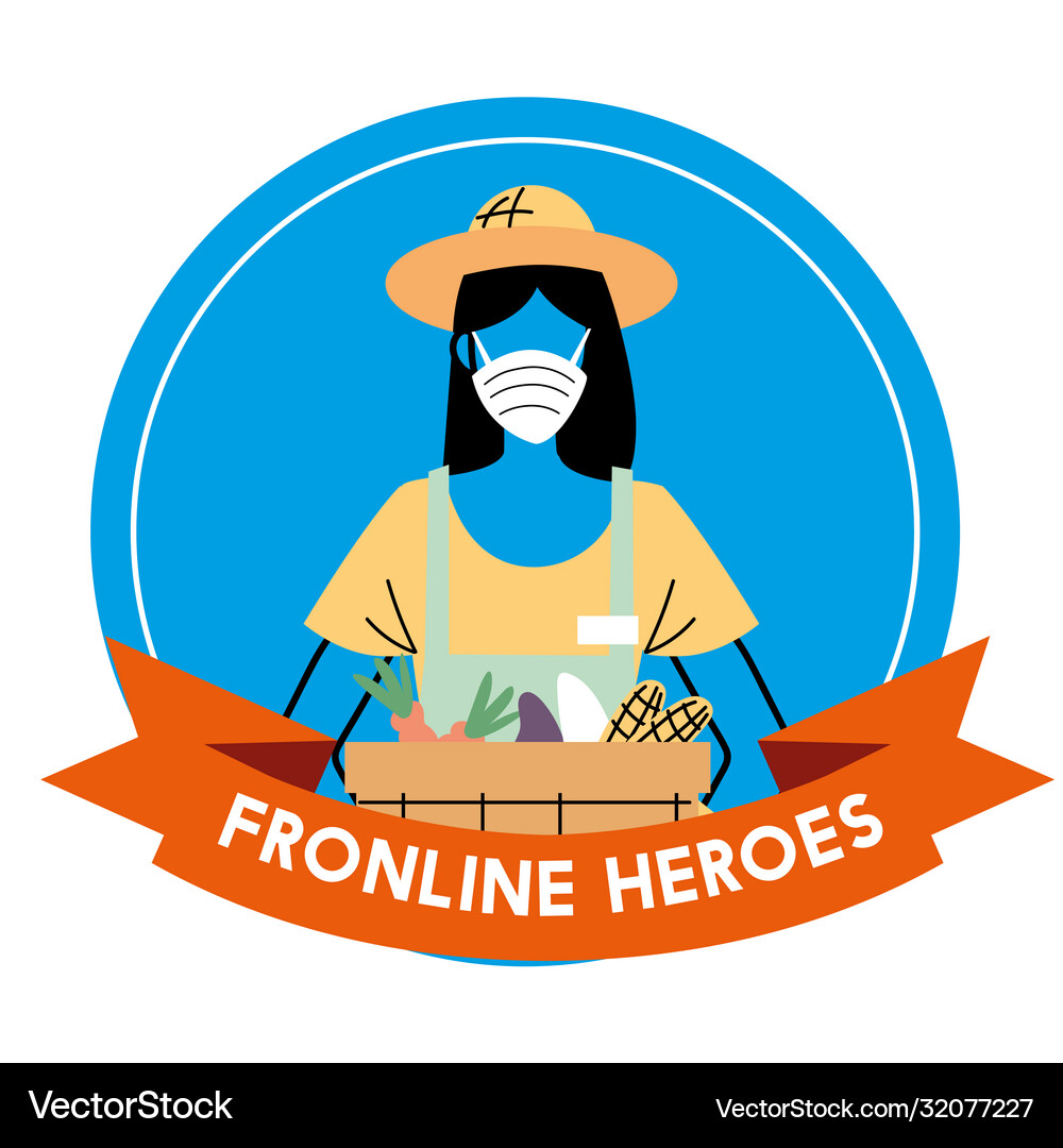 Thanks to frontline heroes farmer wearing Vector Image