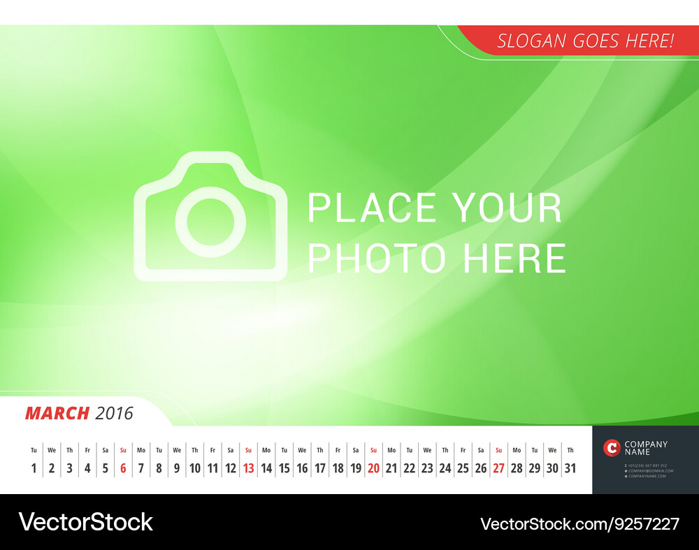 Wall monthly line calendar for 2016 year modern Vector Image