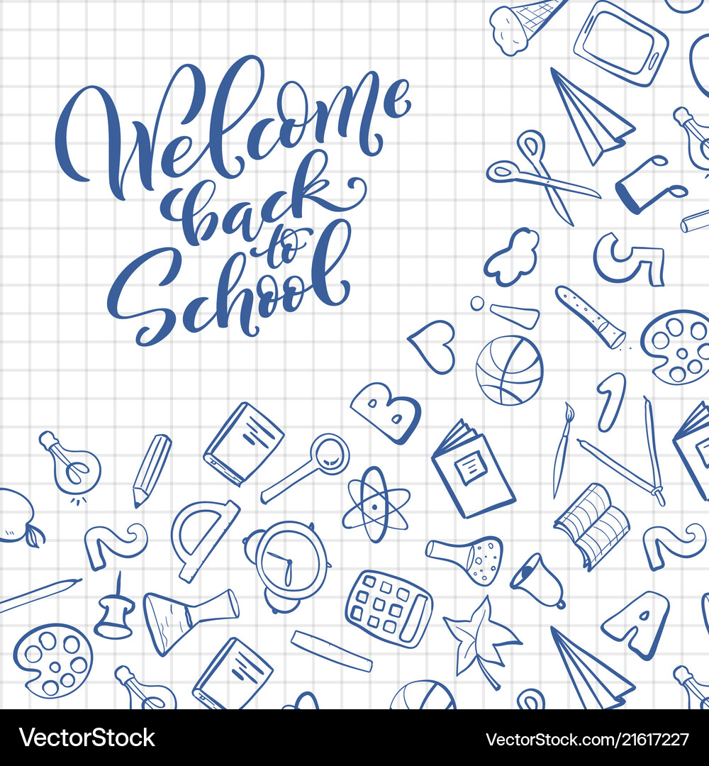 Welcome back to school handdrawn lettering Vector Image