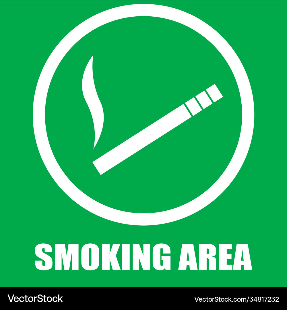 A sign indicating smoking area in a special Vector Image