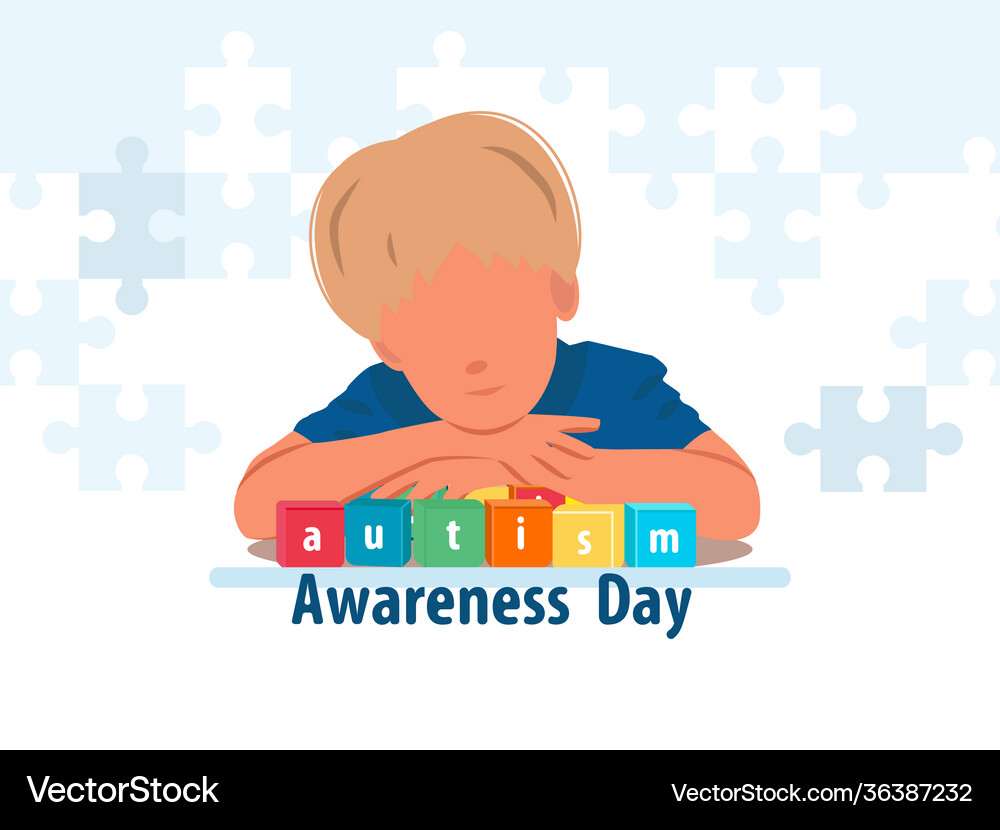 Close up portrait toddler autistic boy Royalty Free Vector