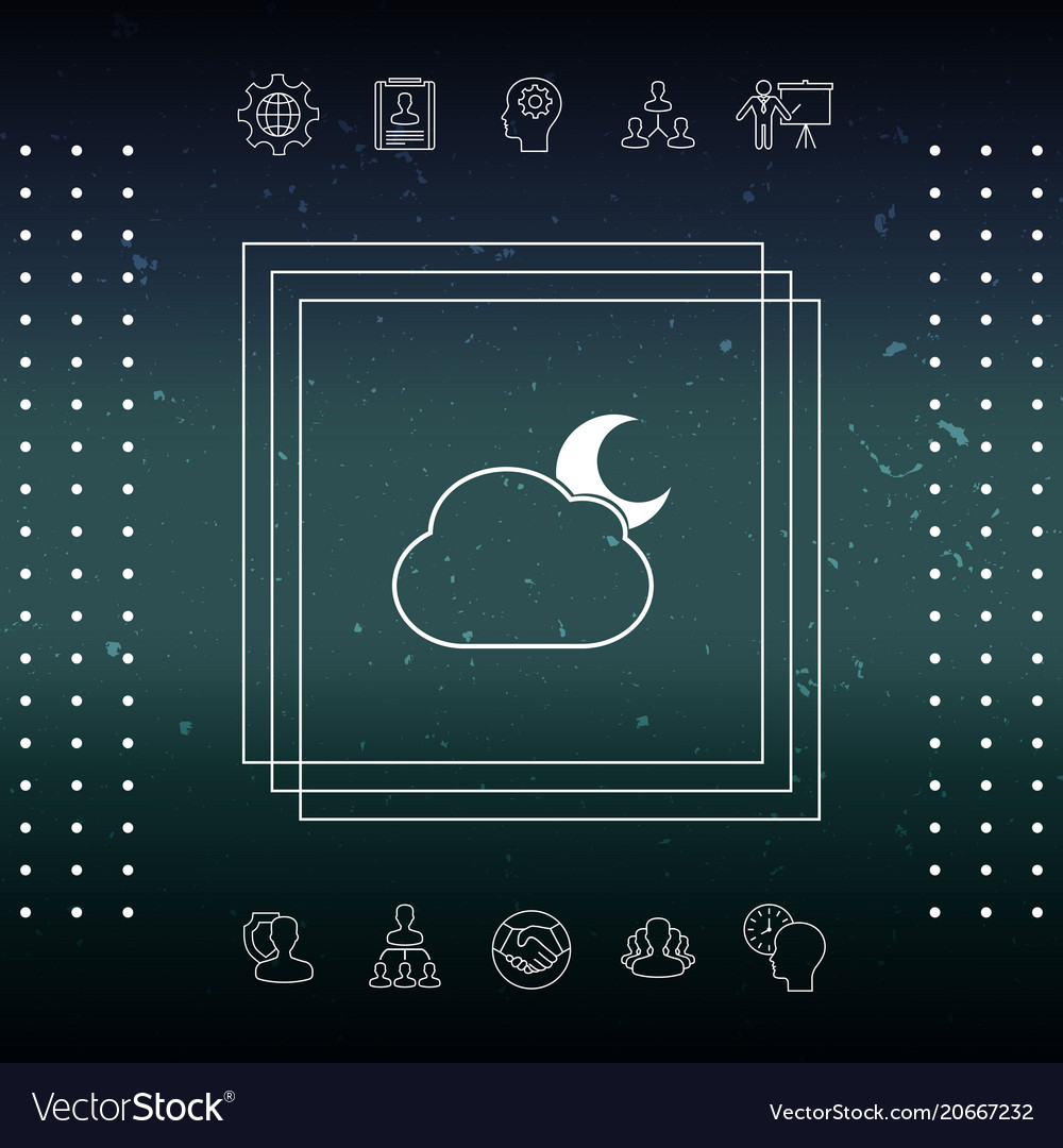 Cloud moon symbol - icon Royalty Free Vector Image