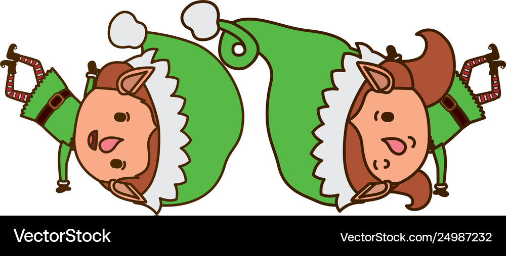 Couple elves moving avatar character Royalty Free Vector