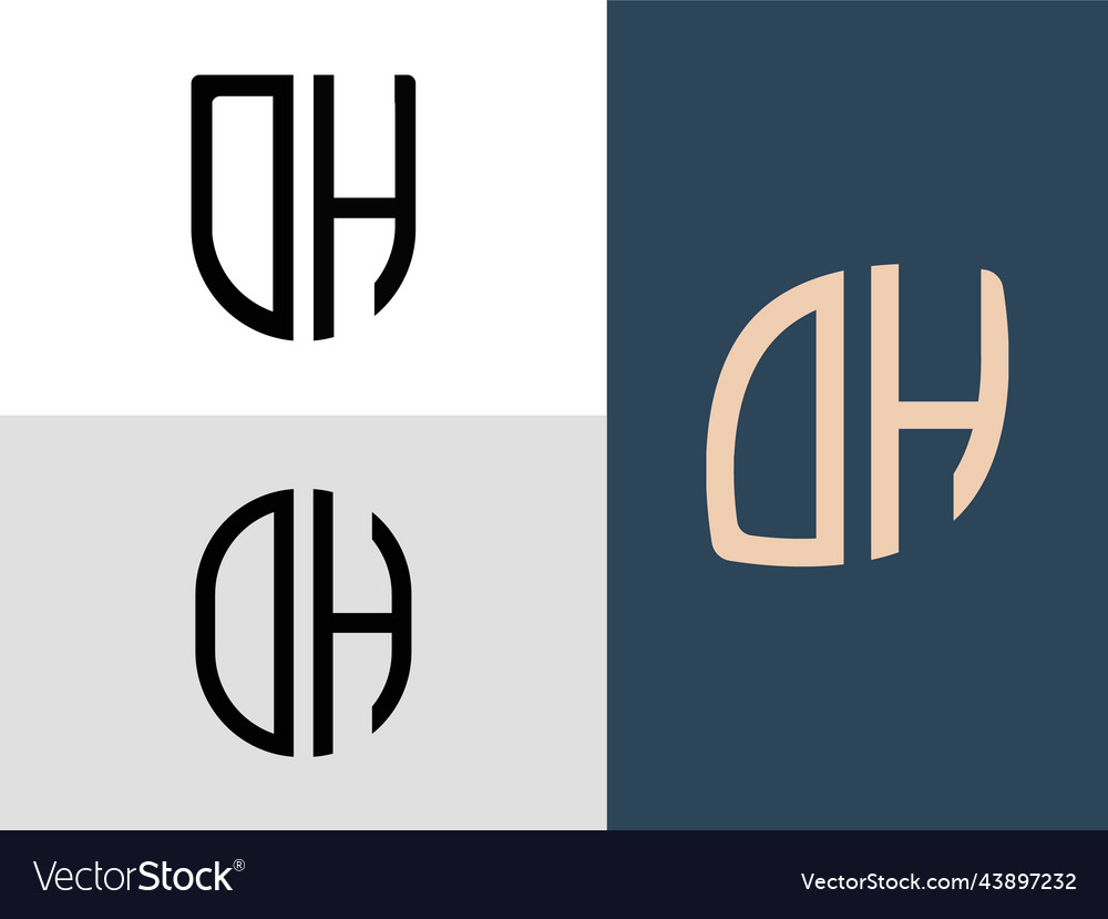 Creative initial letters dh logo designs bundle Vector Image