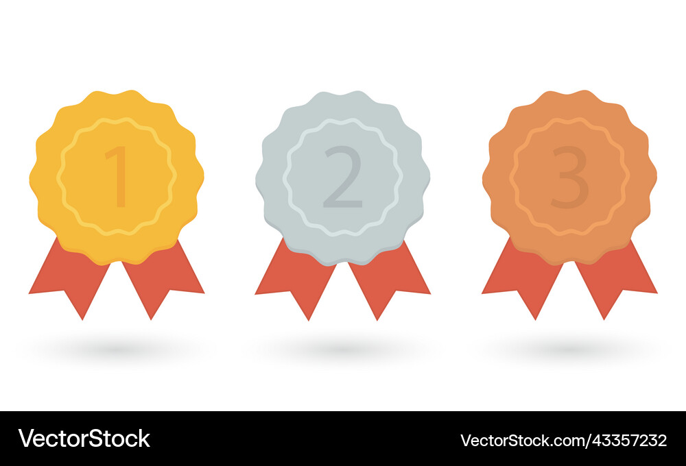 Gold silver and bronze medals champion Royalty Free Vector