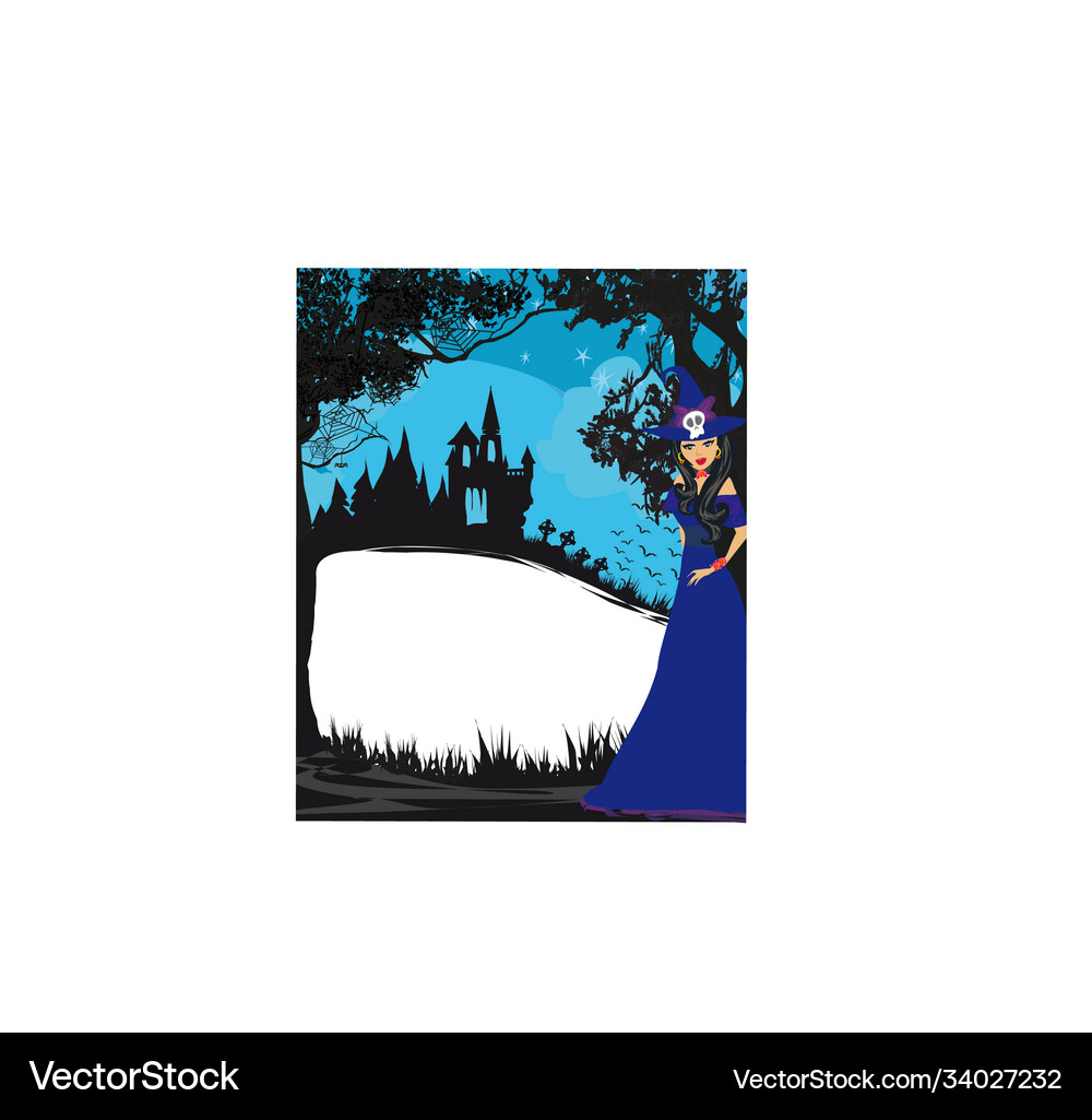 Halloween invitation with beautiful witch Vector Image