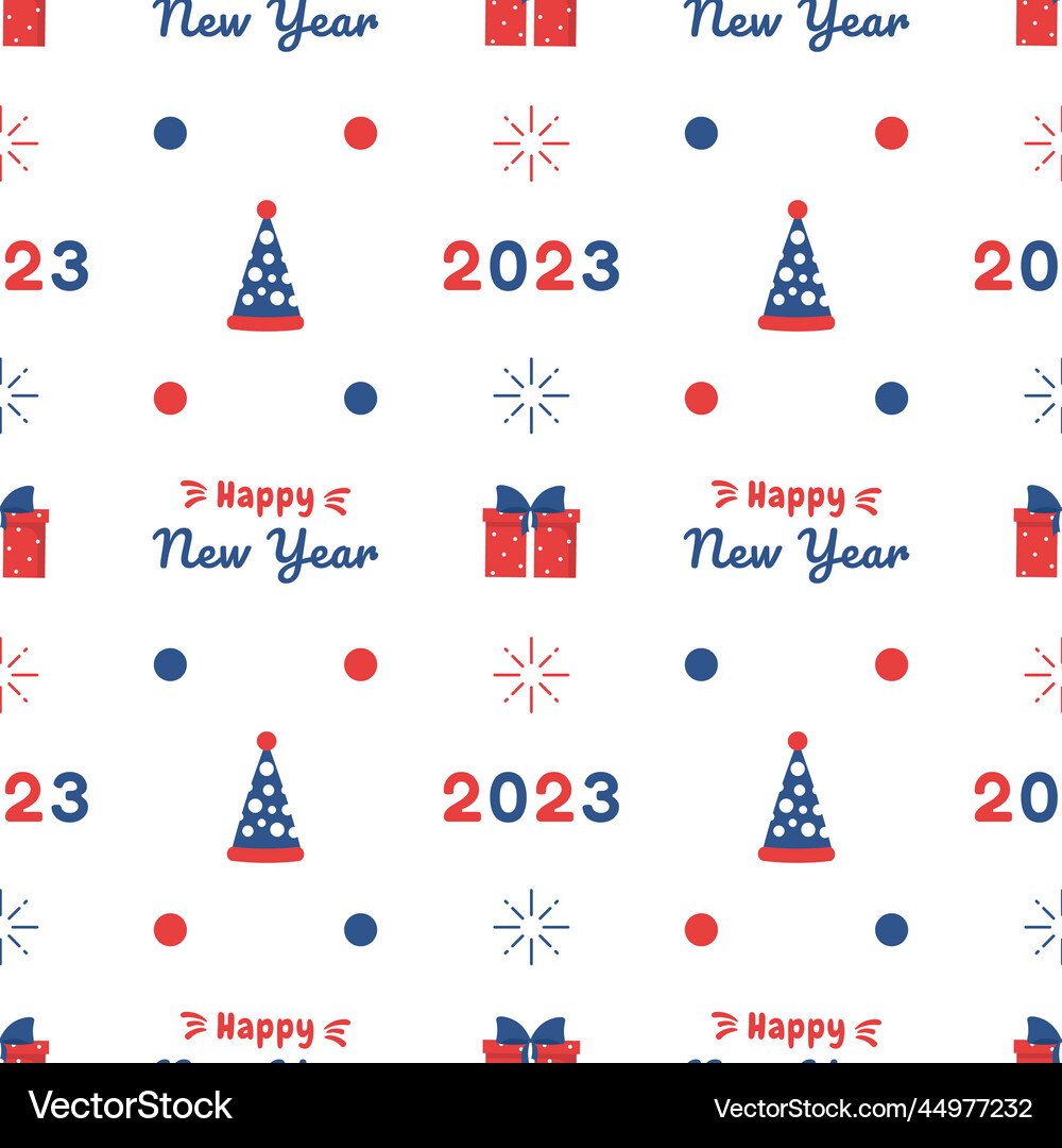 Happy new year 2023 seamless pattern design Vector Image