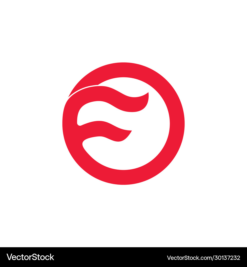 Letter f circle geometric curves logo Royalty Free Vector
