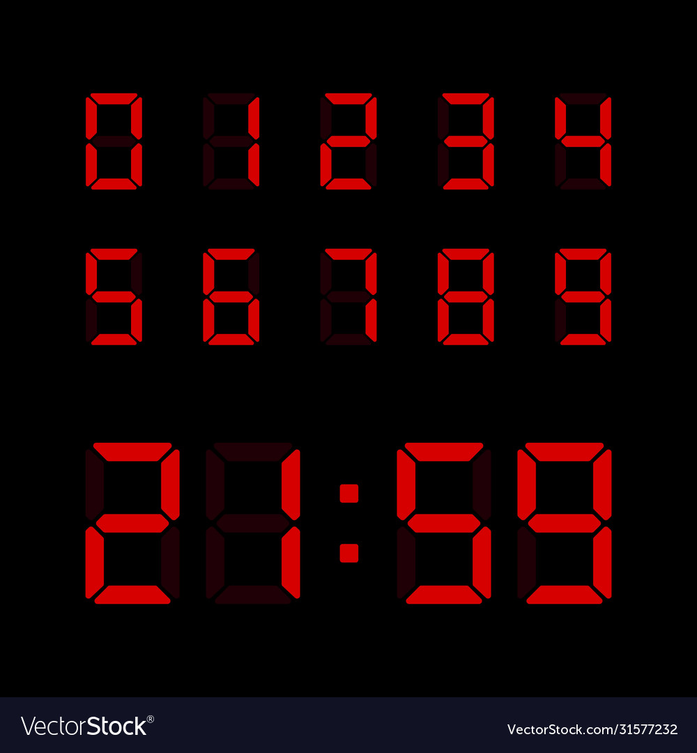 Red Digital Numbers Set Royalty Free Vector Image
