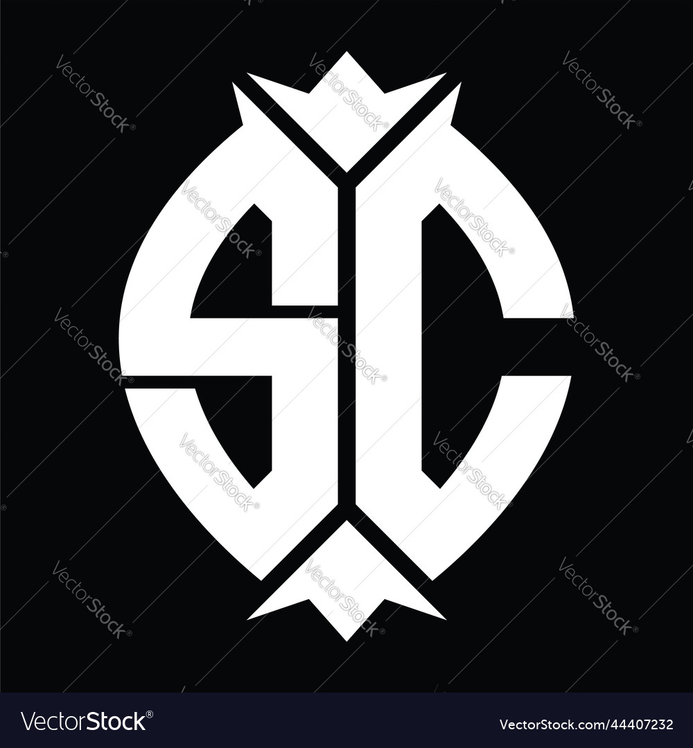 Sc logo monogram shield leaf design template Vector Image