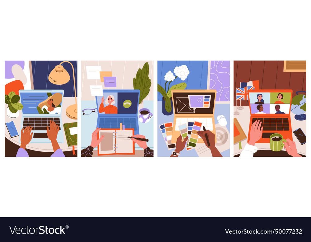 Workspace poster set Royalty Free Vector Image