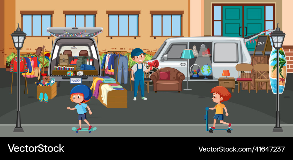 A secondhand shop on sale white background Vector Image