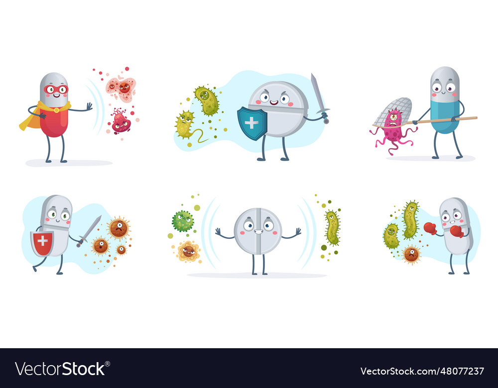 Antibiotic fight bacteria and virus strong Vector Image Antibiotic fight bacteria and virus strong Vector Image
