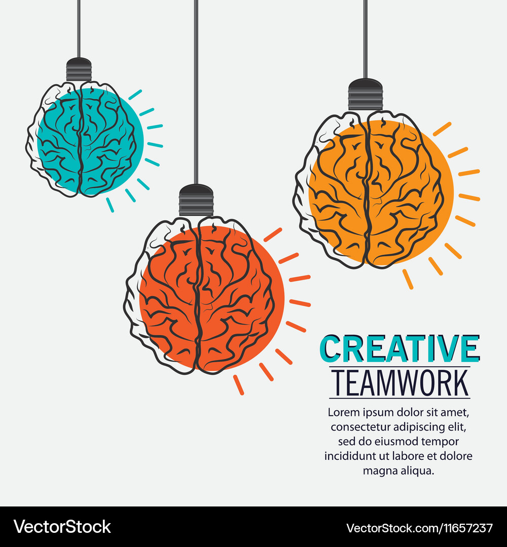 Brain of creative teamwork concept Royalty Free Vector Image