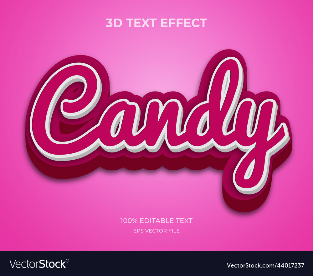 Candy editable 3d text effect style Royalty Free Vector